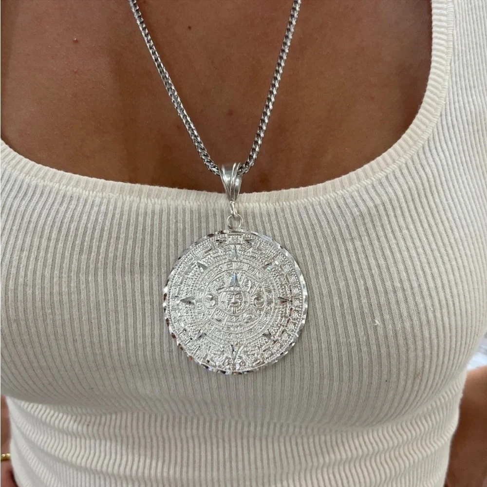 Accessories | New Large Solid Silver Aztec Sun Calendar Pendant | Poshmark